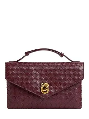 Bottega Veneta Mini Woven Leather Handbag With Adjustable Strap - Red