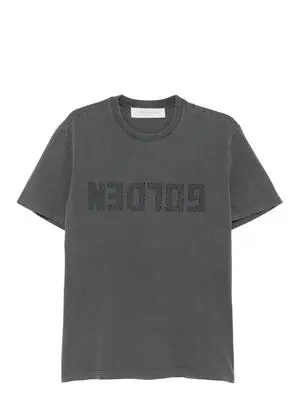 GOLDEN GOOSE Vintage Effect Cotton Logo T-shirt For - Grigio