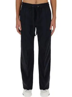 Dolce & Gabbana Navy Nylon Drawstring Trousers - Blue