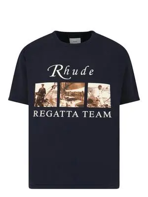 Rhude Classic Crew Neck T-shirt With Front Print - Black