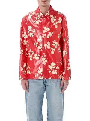 Dries Van Noten Printed Long Sleeve Shirt Jacket - Red