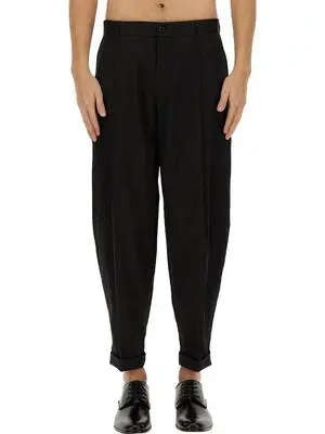 Dolce & Gabbana Cotton Gabardine Pants With Double Darts - Black