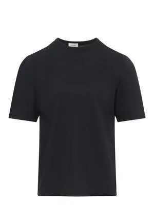 Saint Laurent Short-sleeve Crewneck T-shirt Made With Certified Cotton, Featuring A Tonal Embroidery On The Chest - Black