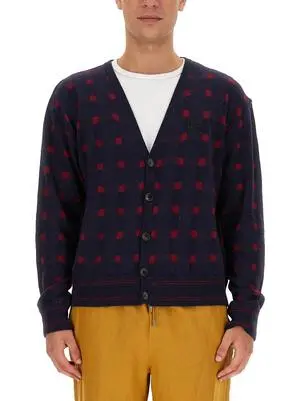 Etro V-neck Cardigan With Geometric Pattern - Blue