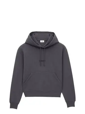 Saint Laurent Fleece Hoodie With Tonal Embroidery - Grey