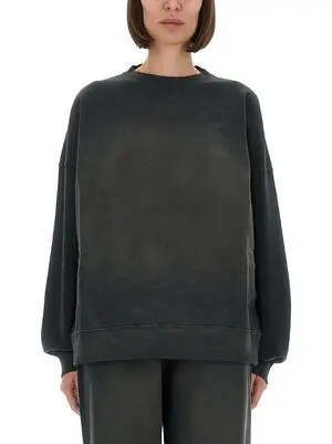 GOLDEN GOOSE Faded Effect Cotton Sweatshirt - Charcoal