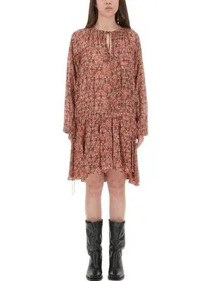 MARANT ETOILE Printed Viscose Dress - Red