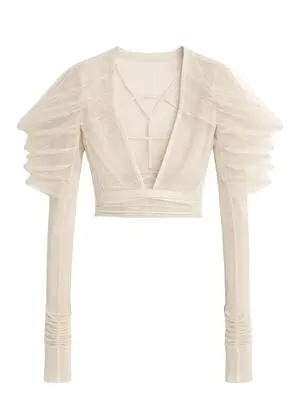 Rick Owens RICK OWENS Rhino Top With Long Sleeves And Belted Waist Beige