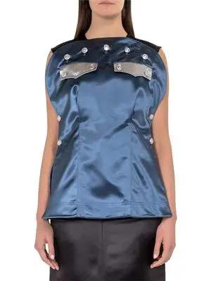 Calvin Klein Satin Top With Button Details - Fog