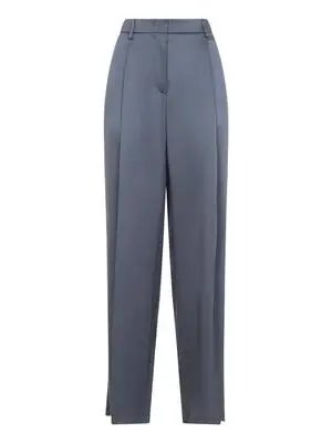 Giorgio Armani Silk Double Satin Single-pleat Trousers - Grey