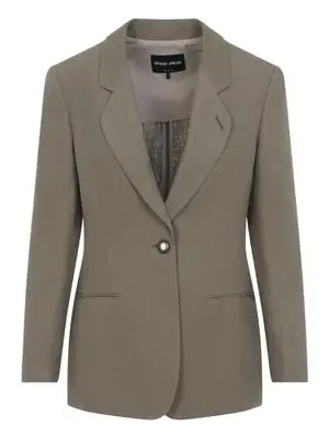 Giorgio Armani Single Breasted Linen Blazer - Grey