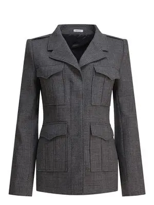 Alexander McQueen Wool Jacket With Notched Lapel - Grey