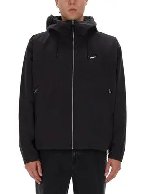 Obey Hooded Zip Front Jacket - Black