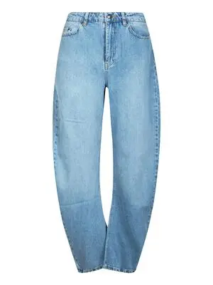 ROTATE BY BIRGER CHRISTENSEN Draped Barrel Leg Jeans - Blu