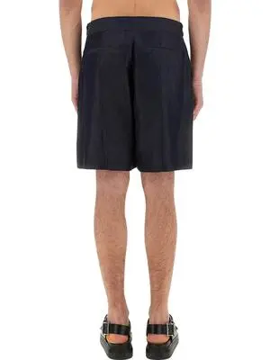 Alexander McQueen Tailored Cotton Lyocell Shorts - Blue