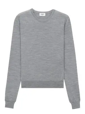 SAINT LAURENT SAINT LAURENT Fitted Crew Neck Sweater With Cassandre Embroidery