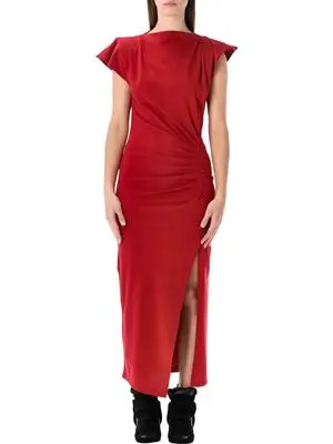 MARANT ETOILE Nadela Cotton Draped Maxi Dress - Red