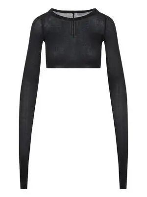 Rick Owens Cropped Long-sleeved T-shirt - Black