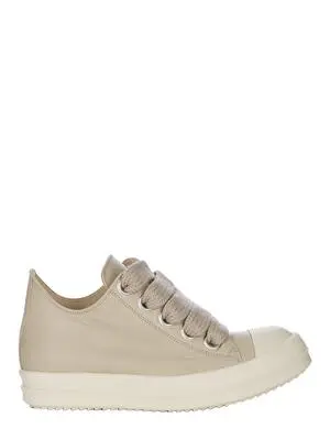 Rick Owens Low Top Leather Sneakers With Round Toe And Lace-up Fastening - Beige