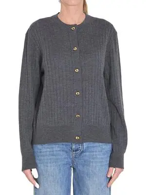Bottega Veneta Ribbed Wool Cardigan - Grey
