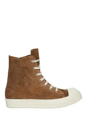 Rick Owens Temple Geobasket Suede High-top Sneakers - Brown