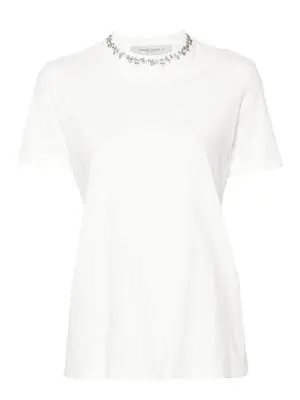 GOLDEN GOOSE GOLDEN GOOSE Short Sleeve T-Shirt With Embellished Collar Bianco