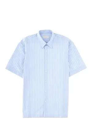 Dries Van Noten Short-sleeve Striped Cotton Button-up Shirt - Azure