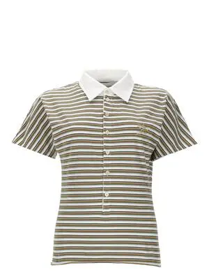 GOLDEN GOOSE Striped Cotton Polo Shirt - Multicolour