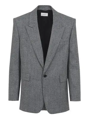 Saint Laurent Checked Single-breasted Blazer - Black
