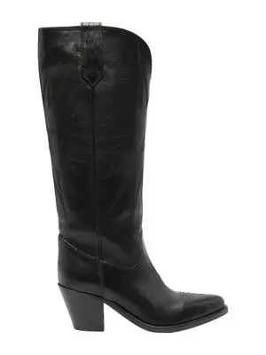 GOLDEN GOOSE Leather Pointed Toe Ankle Boots With Vintage Effect - Black