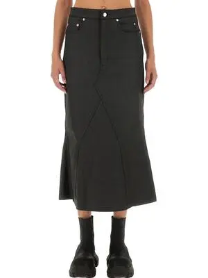 Rick Owens Coated Midi Skirt - Black
