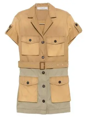 GOLDEN GOOSE Short-sleeved Belted Dress - Beige