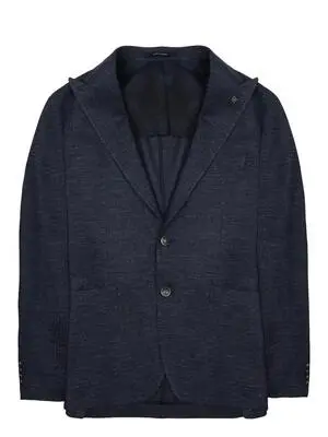 Tagliatore Textured Linen Cotton Blazer - Blue