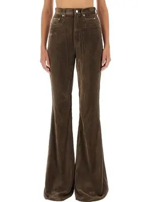 RICK OWENS RICK OWENS Flare Fit Viscose And Silk Blend Trousers