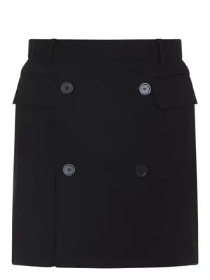 Balenciaga Button-detailed Viscose-wool Blend Mini Skirt - Black
