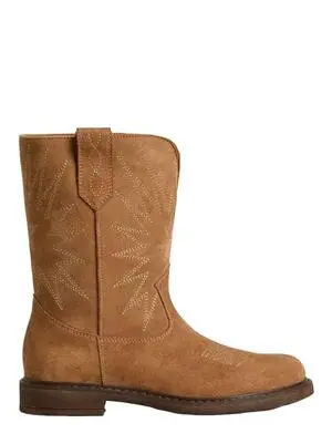 GOLDEN GOOSE Wish Star Biker Suede Cowboy Boots - Brown