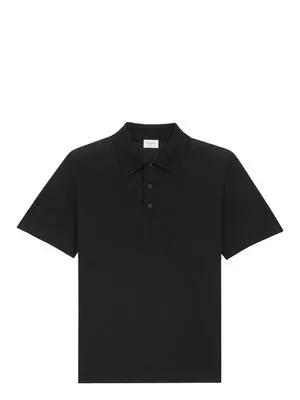 Saint Laurent Short-sleeved Wool Polo Shirt With Embroidered Design - Black