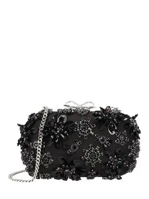 SELF-PORTRAIT Embellished Floral Crystal Clutch Bag - Black