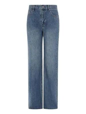 SELF-PORTRAIT Straight-leg Jeans With All-over Rhinestones - Blue