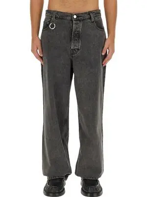 ÉTUDES Logo-patch Organic Cotton Wide-leg Jeans - Black