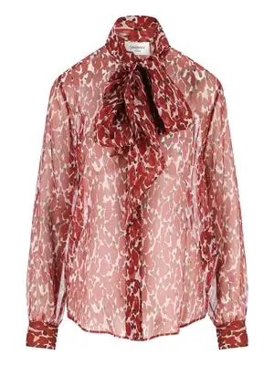 SAINT LAURENT SAINT LAURENT Abstract Print Silk Blouse