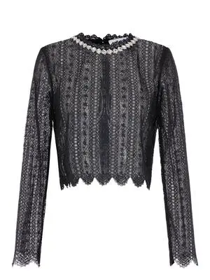 SELF-PORTRAIT SELF-PORTRAIT Lace Top With Embellished Neckline