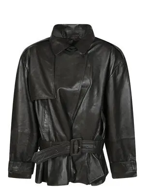 ROTATE BY BIRGER CHRISTENSEN Biker Leather Jacket - Marrone