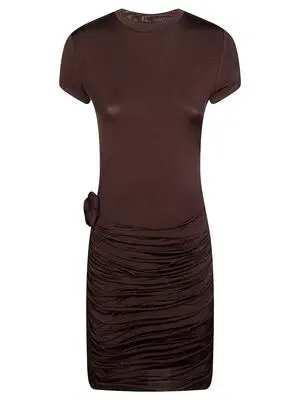 ROTATE BY BIRGER CHRISTENSEN ROTATE Ruched Knit Dress With Draped Detailing