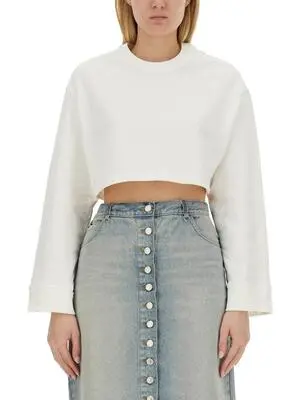 COURREGES Cropped Cotton Sweatshirt - White