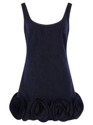 SELF-PORTRAIT Mini Dress With Rose Detailing - Blue