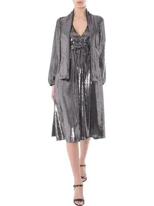 N°21 Sequin V-neck Dress With Scarf - Silver