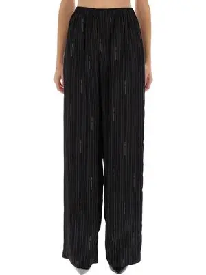Balenciaga Viscose Wide Leg Trousers - Black