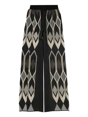 CIRCUS HOTEL Geometric Pattern Wide Leg Trousers - Multicolour