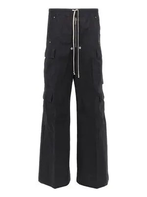 Rick Owens Wide Leg Cargo Pants With Drawstring Waist - Black